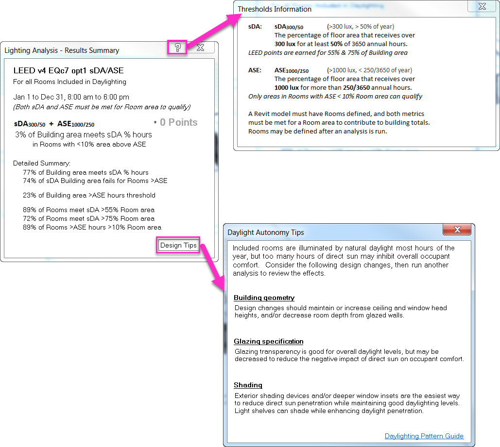 LEED sDA & ASE Studies (Annual simulation) · Insight Lighting Analysis Help