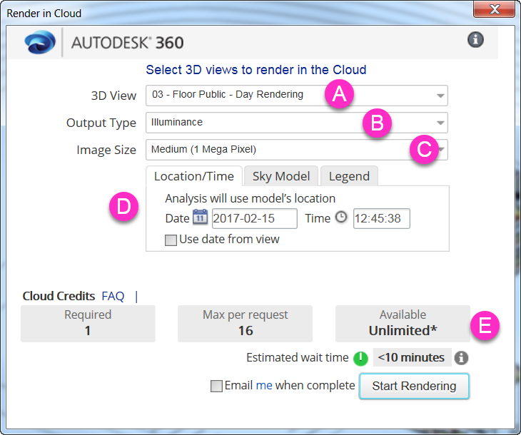 Perspective Illuminance Renderings · Insight Lighting Analysis Help